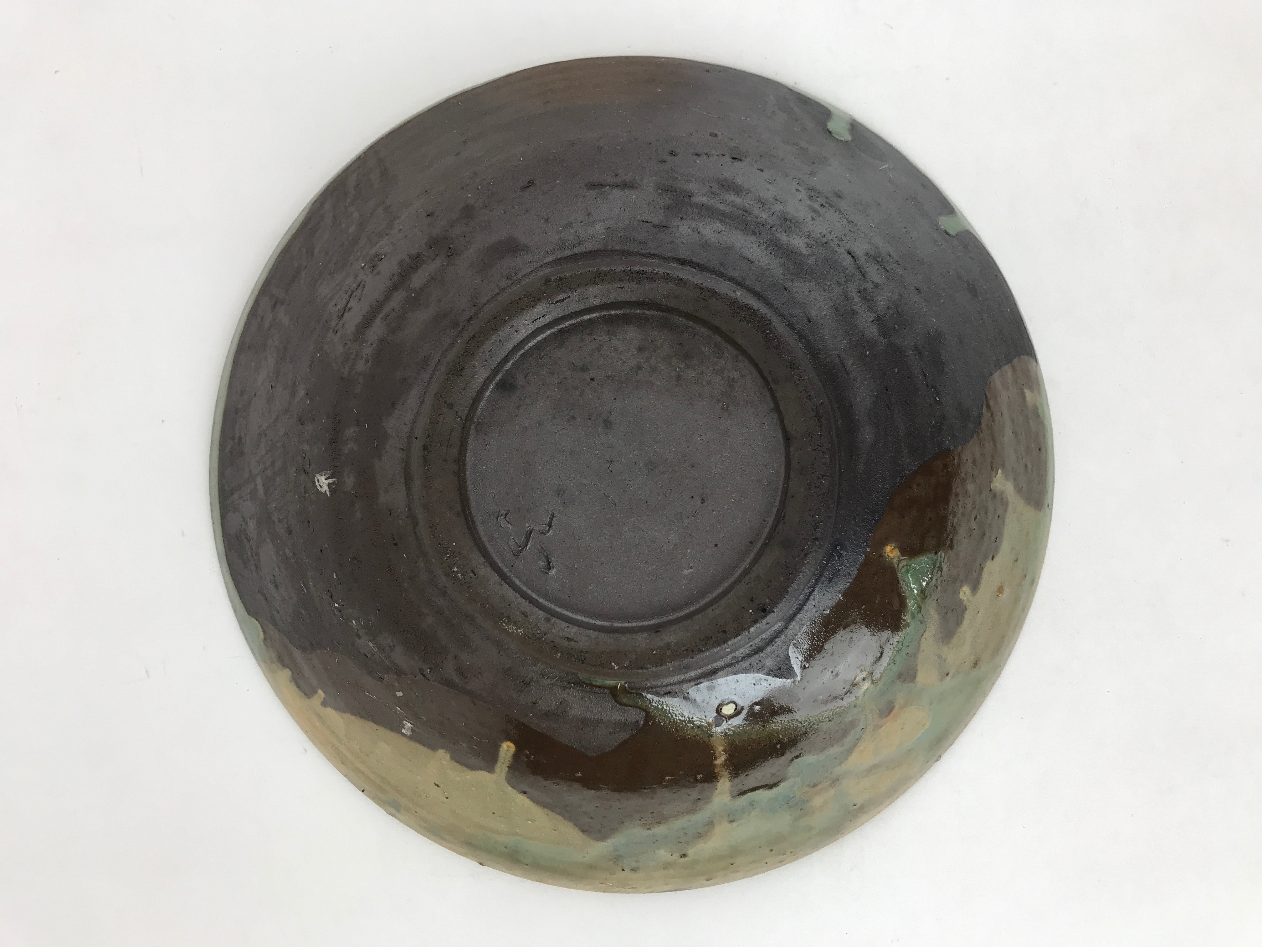 Japanese Ceramic Ozara Large Plate Vtg Serving Display Brown Green Gla ...