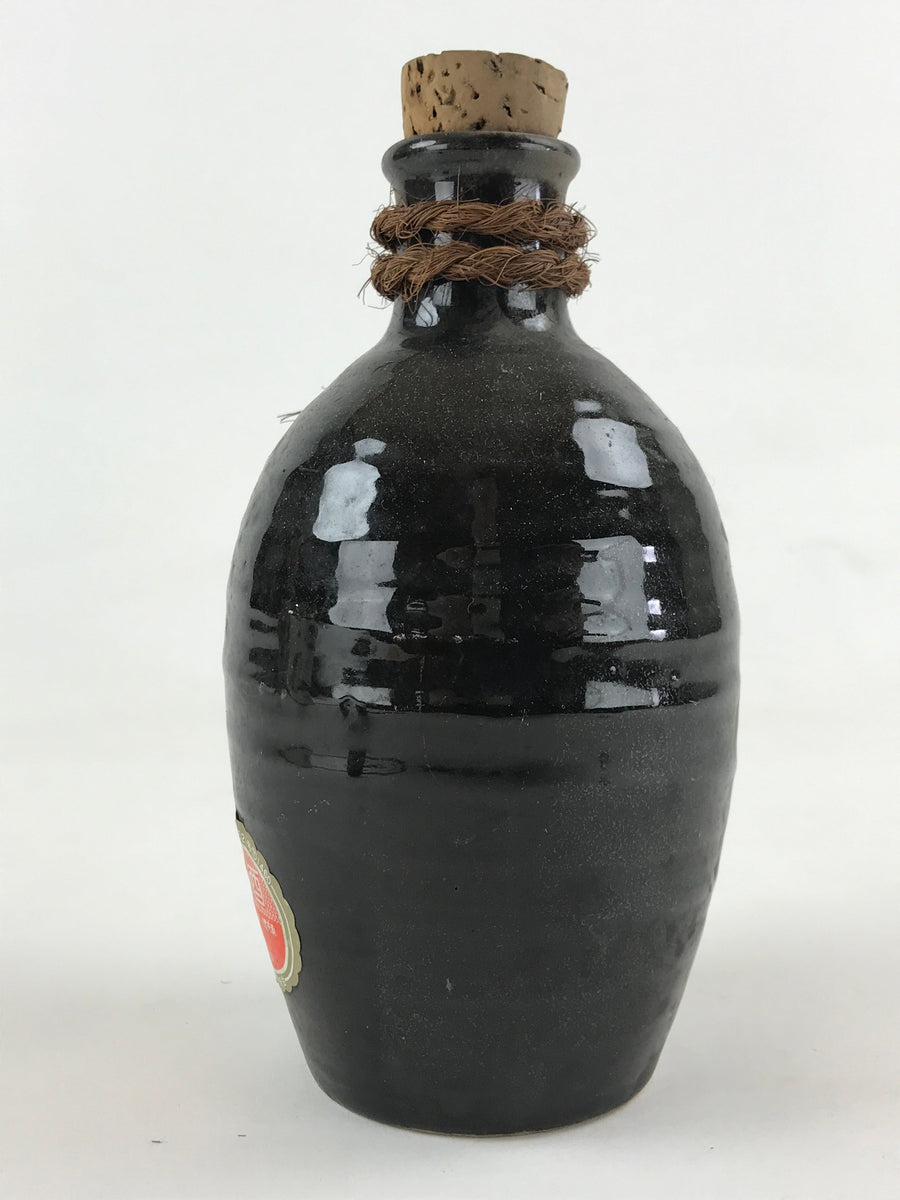 Japanese Ceramic Sake Bottle Kayoi-Tokkuri Pottery Onikoroshi Black Br ...