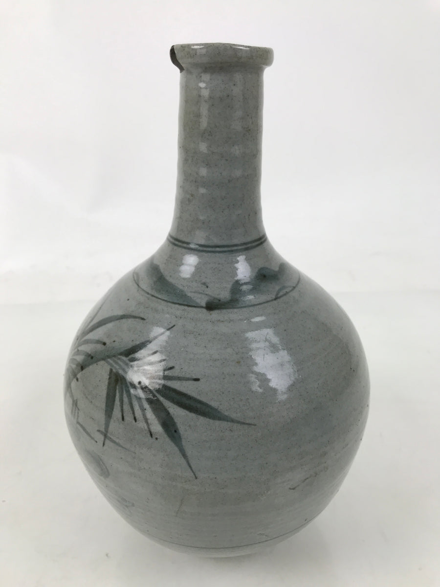 Japanese Ceramic Sake Bottle Vtg Kayoi-Tokkuri Blue Tree Round Long Ne ...