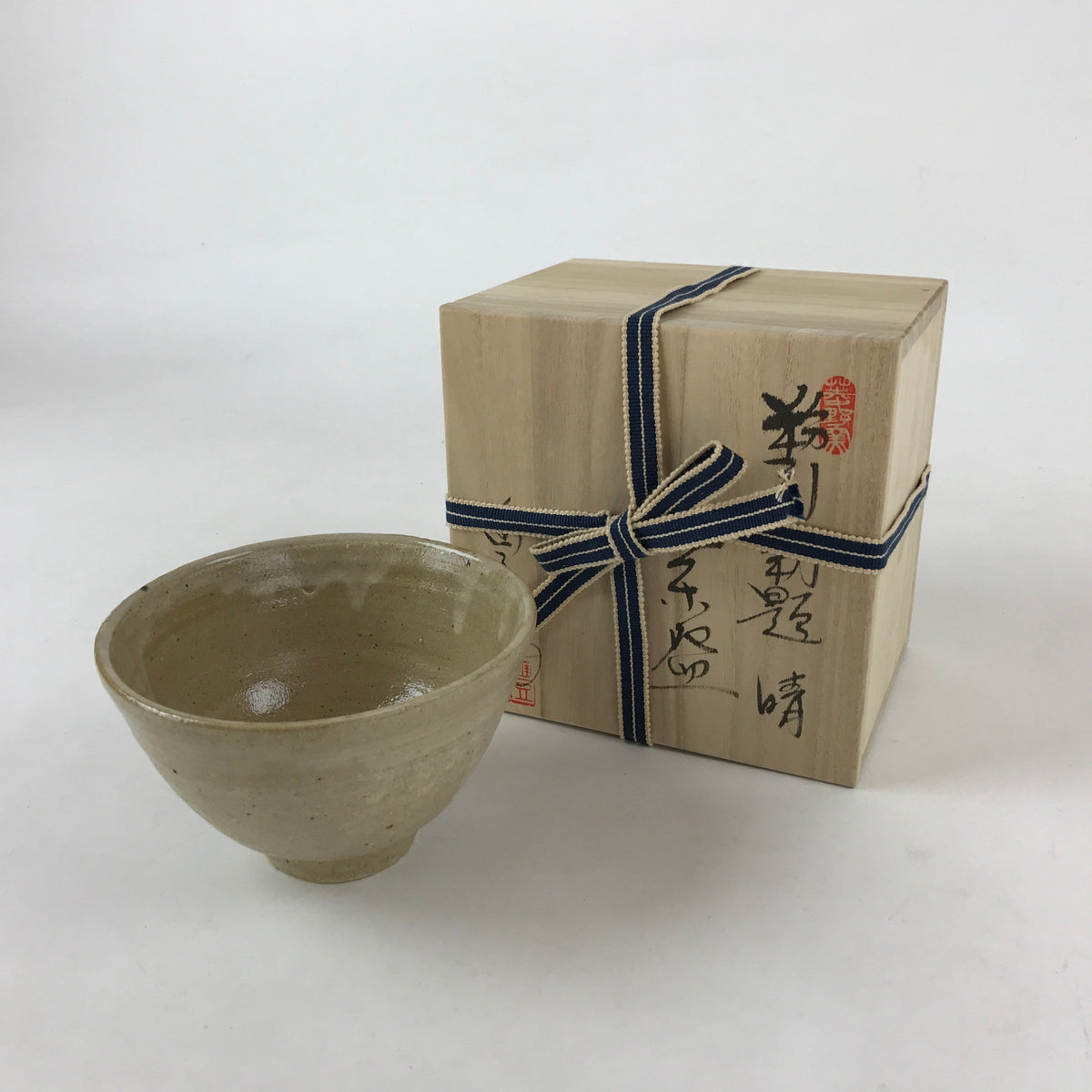 Japanese Ceramic Seto Ware Green Tea Bowl Vtg Light Brown Kohiki Chawa ...