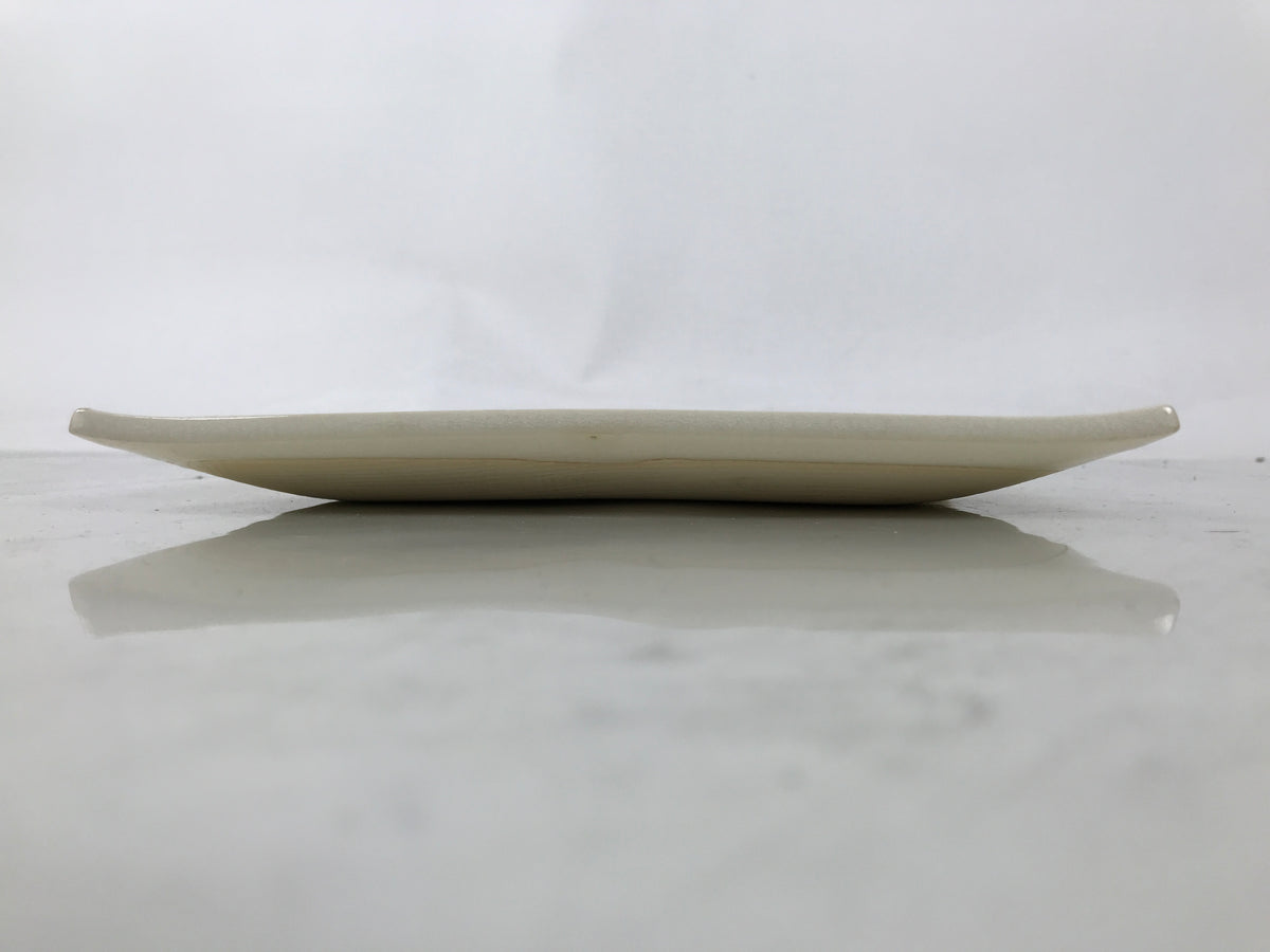 Japanese Ceramic Square Plate Vtg Beige Crackle Glaze Pot Green Potter ...