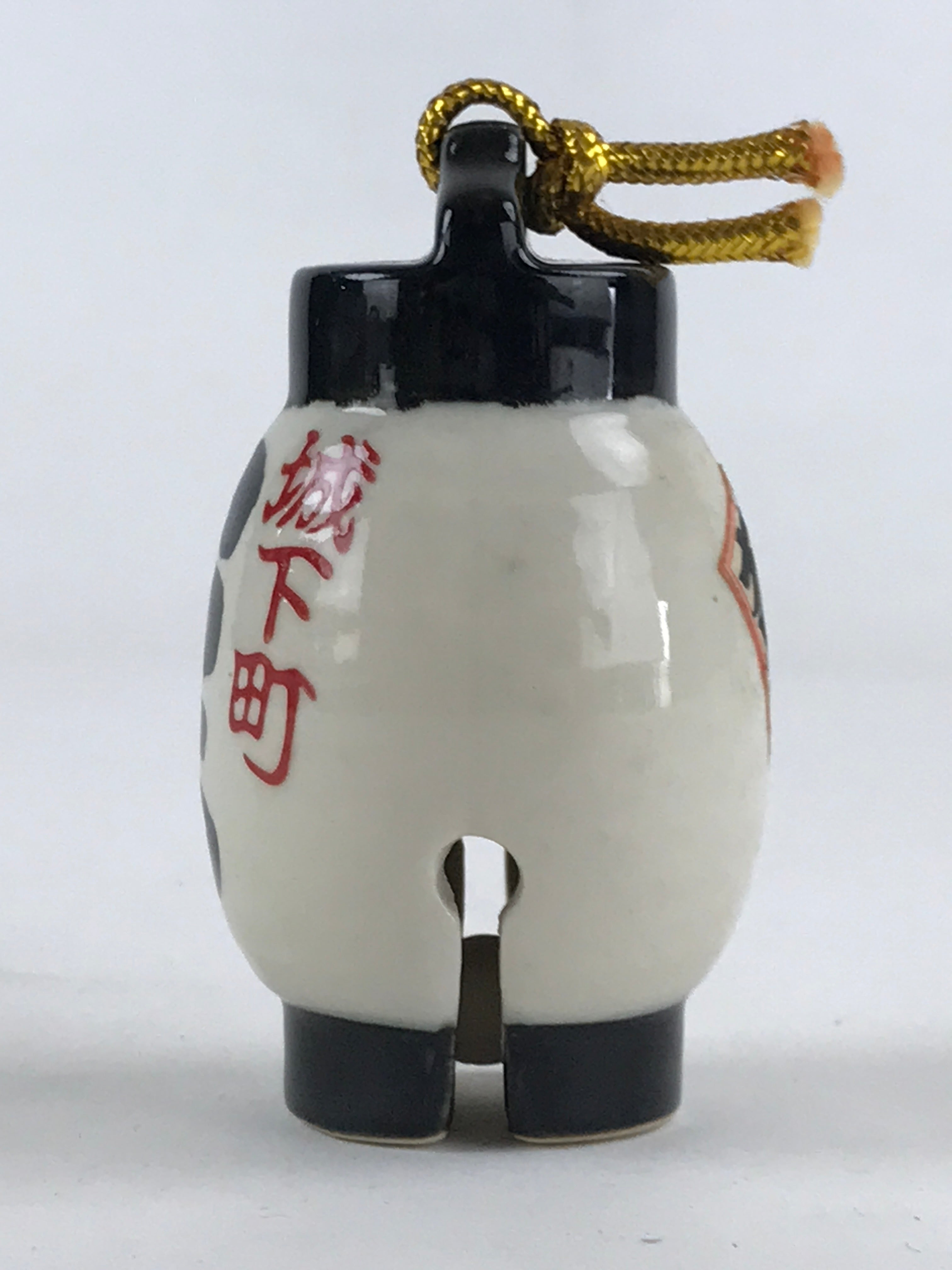 Japanese Clay Bell Dorei Tsuchi-Suzu Lantern Vtg Kanji White Amulet DR ...
