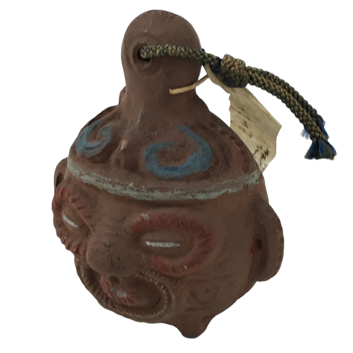 Japanese Clay Bell Dorei Vtg Tsuchi-Suzu Amulet Dogu Head Jomon Brown ...
