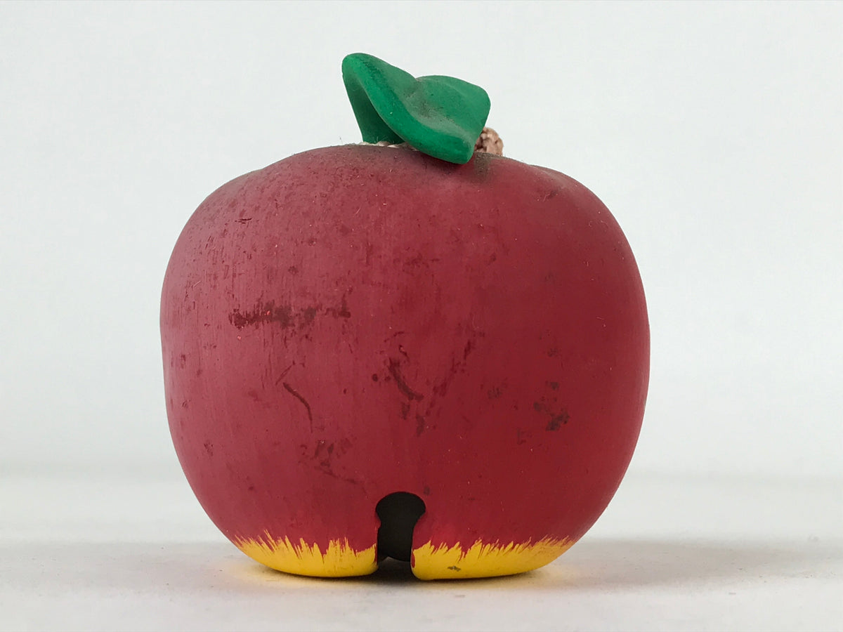 Japanese Clay Bell Dorei Vtg Tsuchi-Suzu Fruit Amulet Ringo Apple Red ...