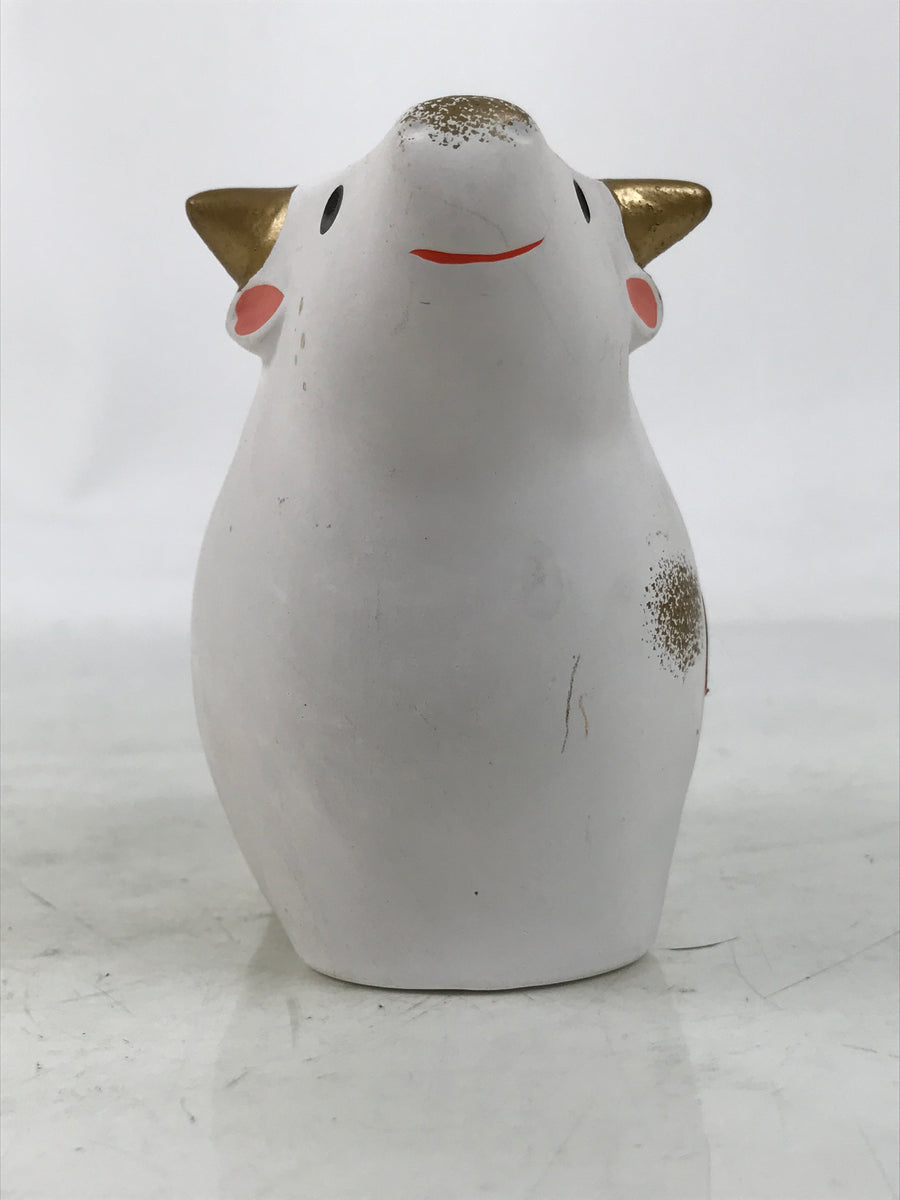 Japanese Clay Cow Figurine Vtg Zodiac Ushi Okimono Statue Decoration W ...