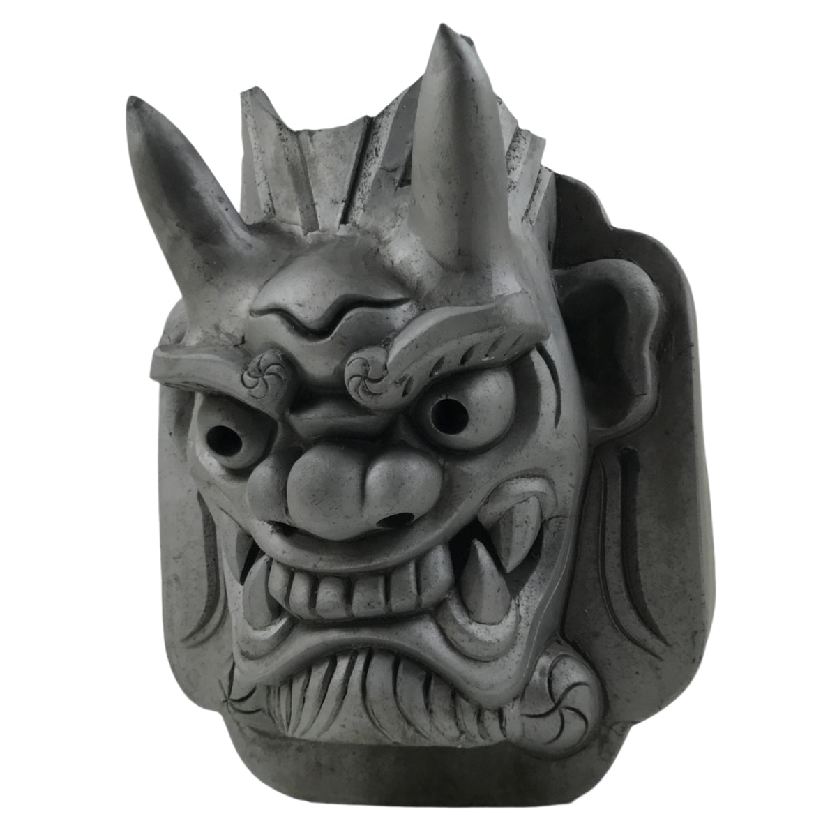 Japanese Clay Oni Demon Kawara Roof Tile Statue Ridge-End Onigawara Og ...