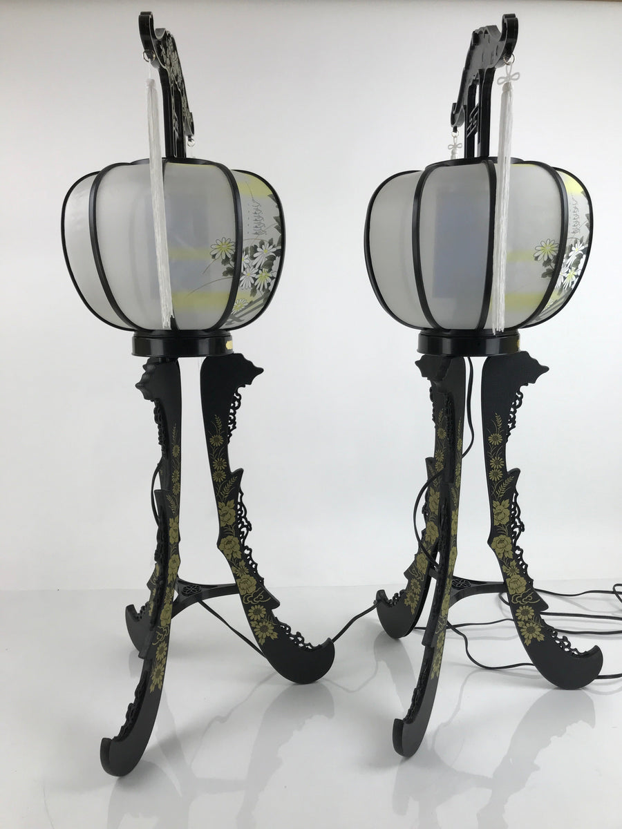 Japanese Electric Lantern Pair Vtg 3 Legs Standing Chochin Obon Festiv ...
