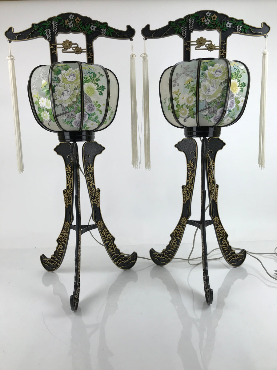 Japanese Electric Lantern Pair Vtg 3 Legs Standing Chochin Obon Festiv ...
