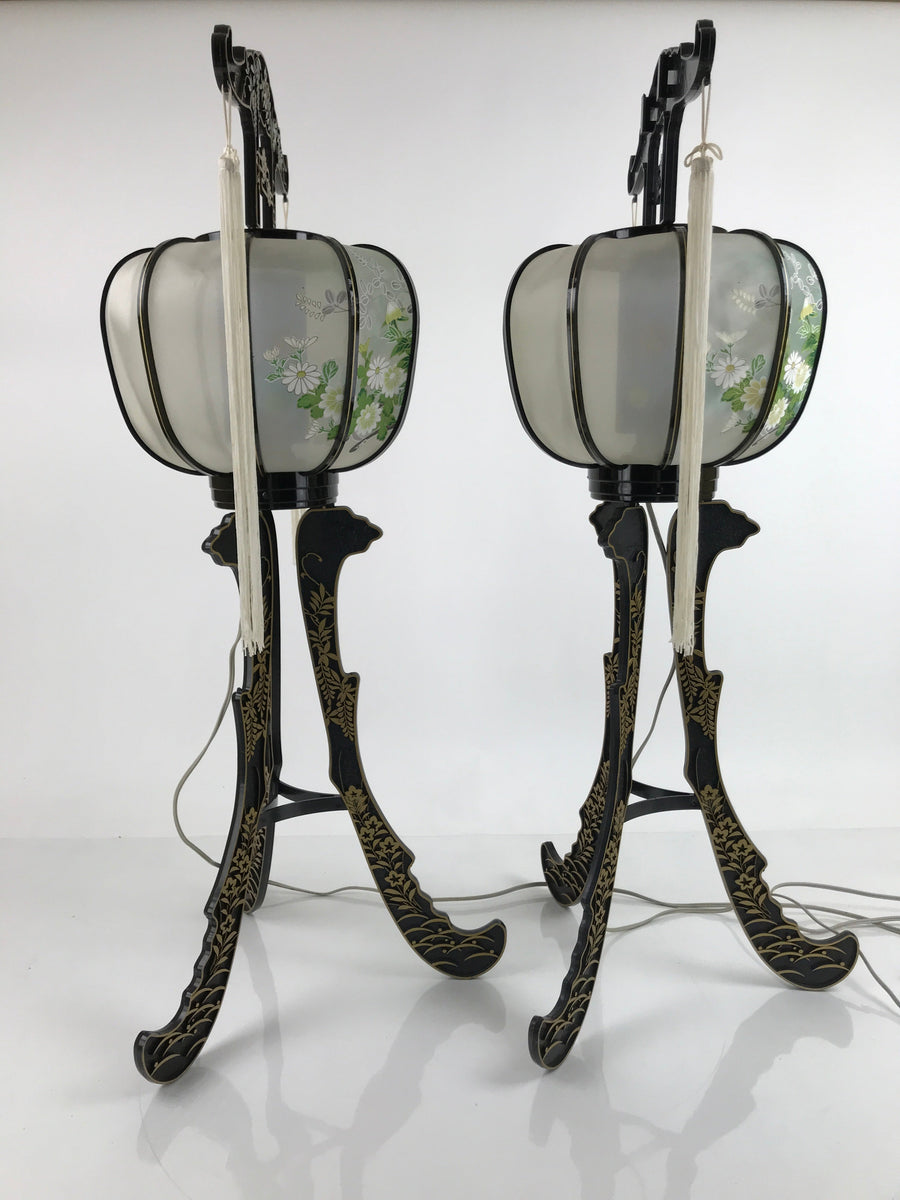 Japanese Electric Lantern Pair Vtg 3 Legs Standing Chochin Obon Festiv ...