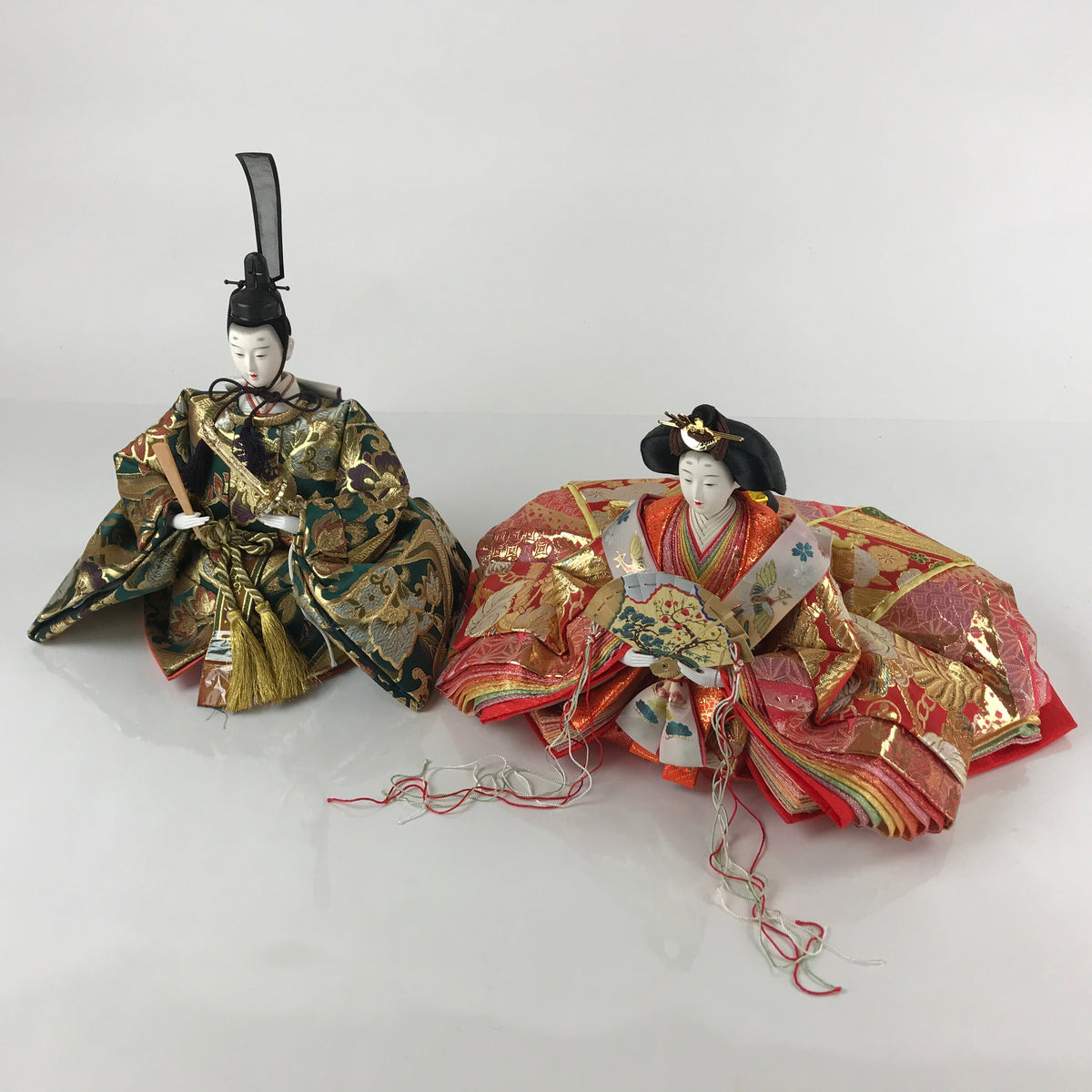 Japanese Girl Festival Princess Prince Doll Hina Matsuri Silk Red Gree ...