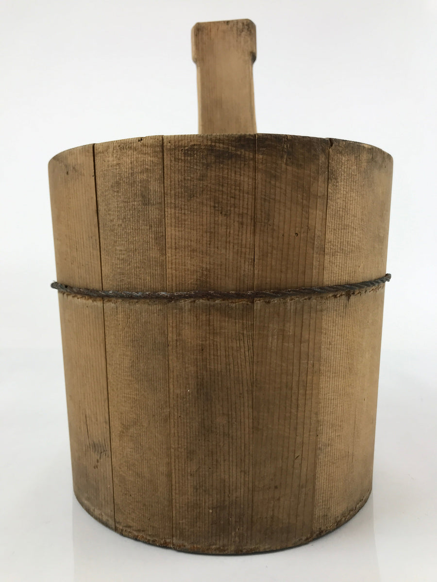 Japanese Handcrafted Wooden Bath Water Bucket Vtg Cypress Oke Ladle Sc ...