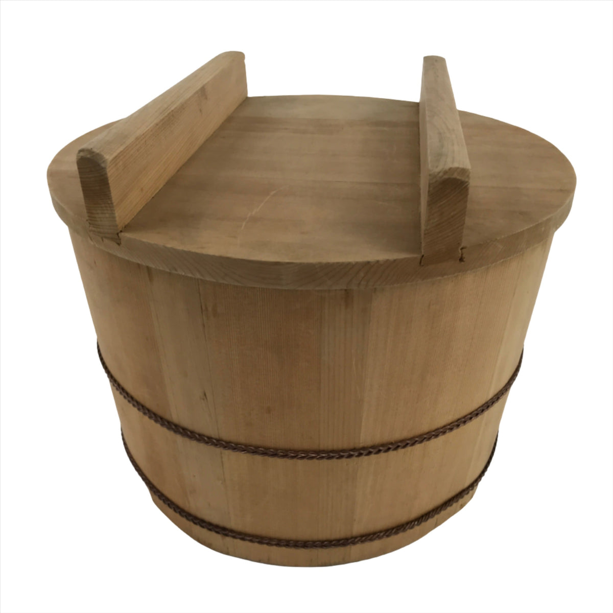 Japanese Handmade Lidded Wooden Oke Bucket Vtg Water Rice Storage BK27 ...