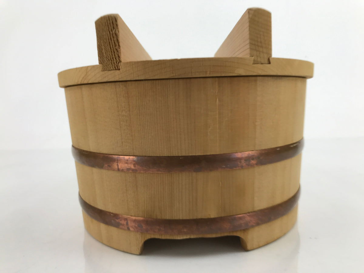 Japanese Handmade Lidded Wooden Small Oke Bucket Vtg Water Rice Storag ...