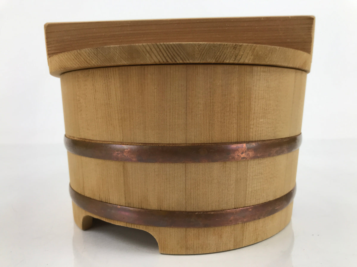 Japanese Handmade Lidded Wooden Small Oke Bucket Vtg Water Rice Storag ...