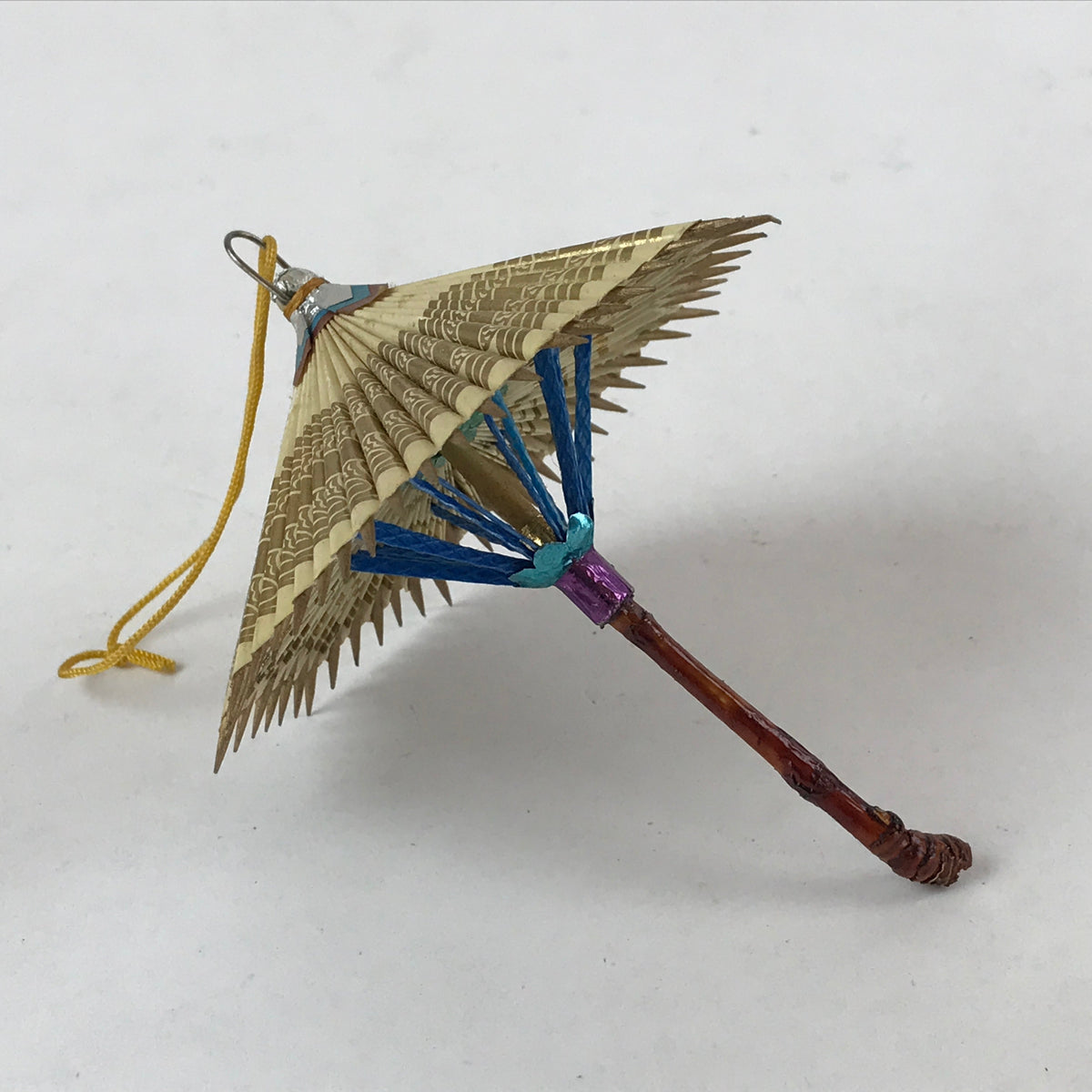 Japanese Handmade Miniature Umbrella Figurine Vtg Kasa Bamboo Decorati ...