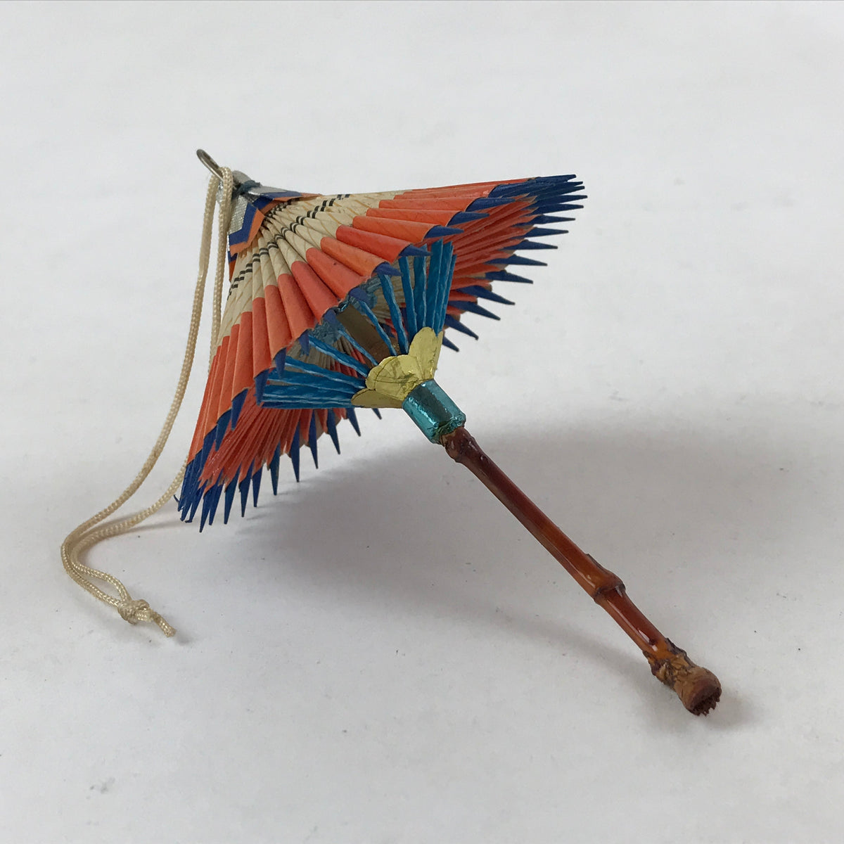 Japanese Handmade Miniature Umbrella Figurine Vtg Kasa Bamboo Decorati ...