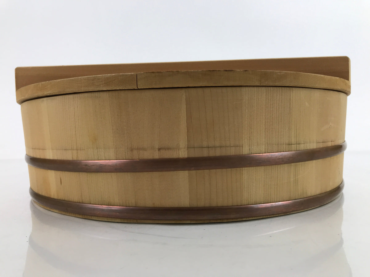Japanese Handmade Wooden Oke Bucket Sushioke Hangiri Vtg Lidded Handai ...
