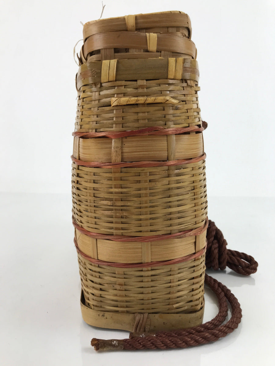 Japanese Handwoven Wooden Fishing Basket Vtg Kago Tsurikago Brown Lid ...