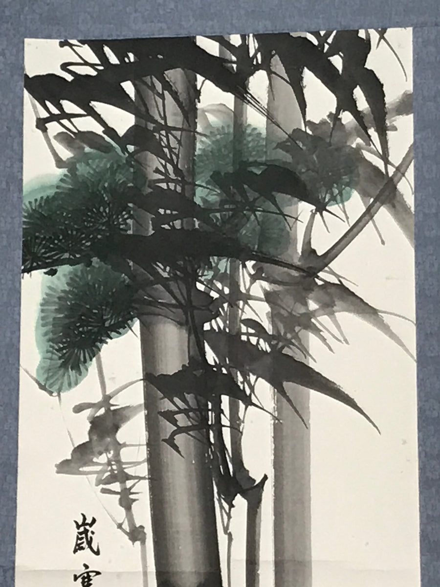 Japanese Hanging Scroll Vtg Three Friends Of Winter Red Black Kakejiku ...