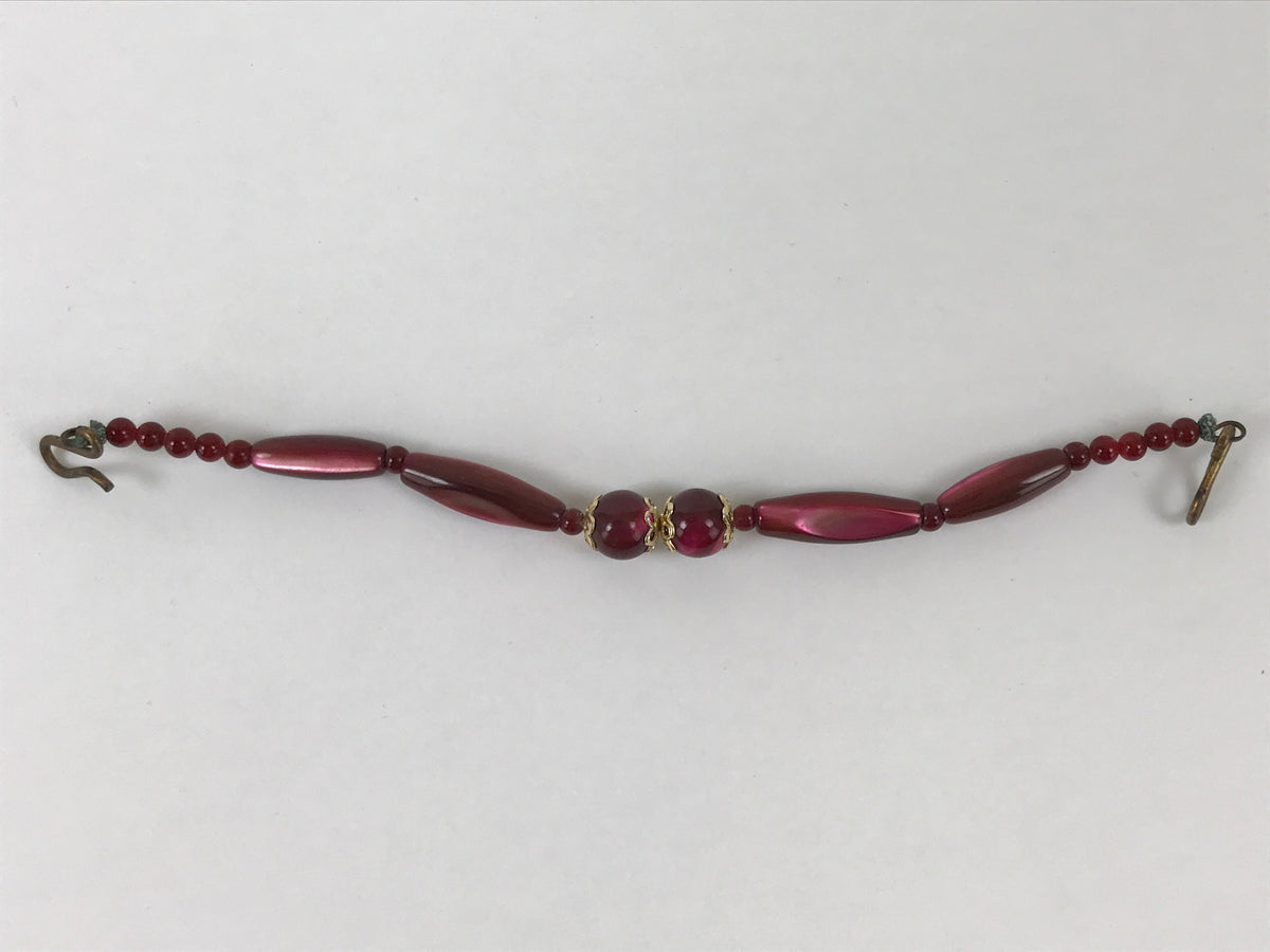 Japanese Haori Himo Glass Beads Kimono Jacket Accessory Red Gold Hooks ...