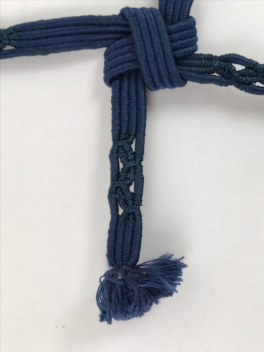 Japanese Haori Himo Kimono Jacket Accessory Vtg Silk Kumihimo Navy Blu ...