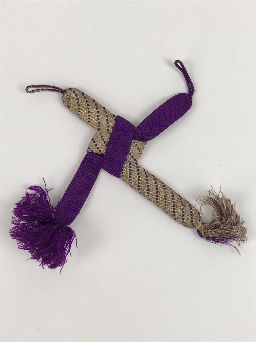 Japanese Haori Himo Kimono Jacket Accessory Vtg Silk Kumihimo Purple G ...