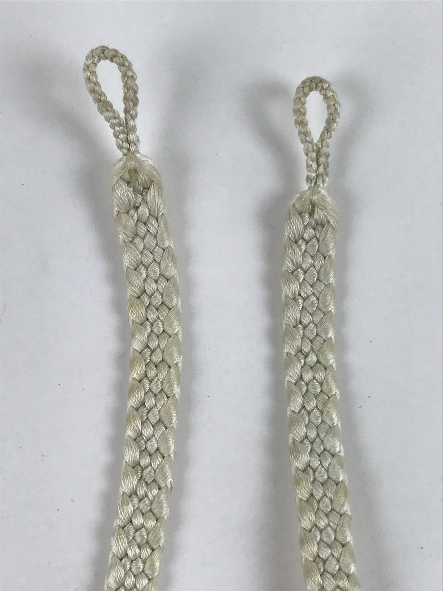 Japanese Haori Himo Kimono Jacket Accessory Vtg Silk Kumihimo White Br ...