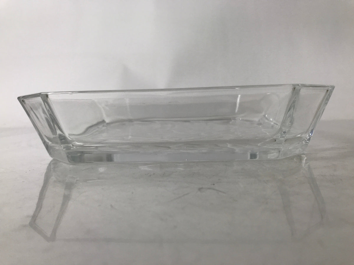 Japanese Hoya Glass Serving Dish Vtg Square Clear White Flowers Y250 ...