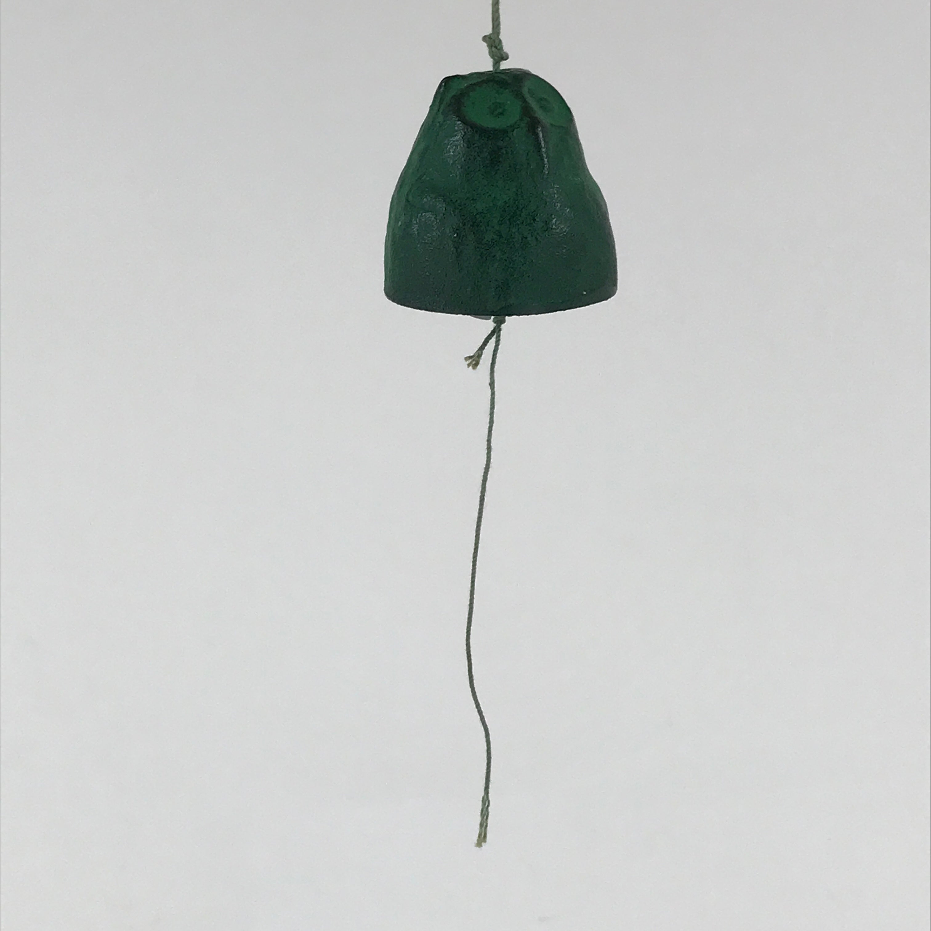 Japanese Iron Furin Wind Chime Tetsurin Vtg Green String Iwate Nanbu O ...