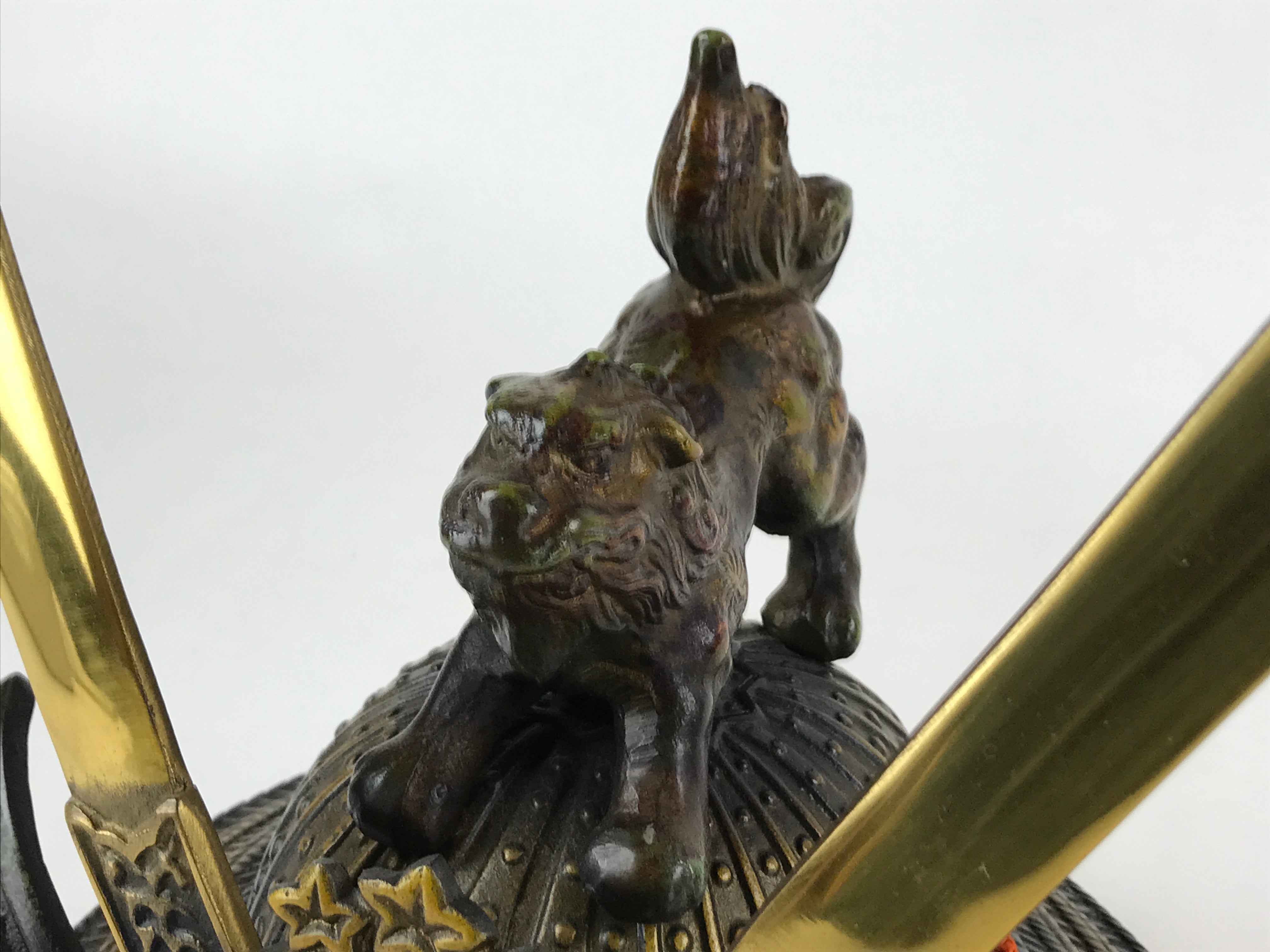 Japanese Iron Kabuto Samurai Helmet Display Vtg Yoshitsune Style Okimo ...