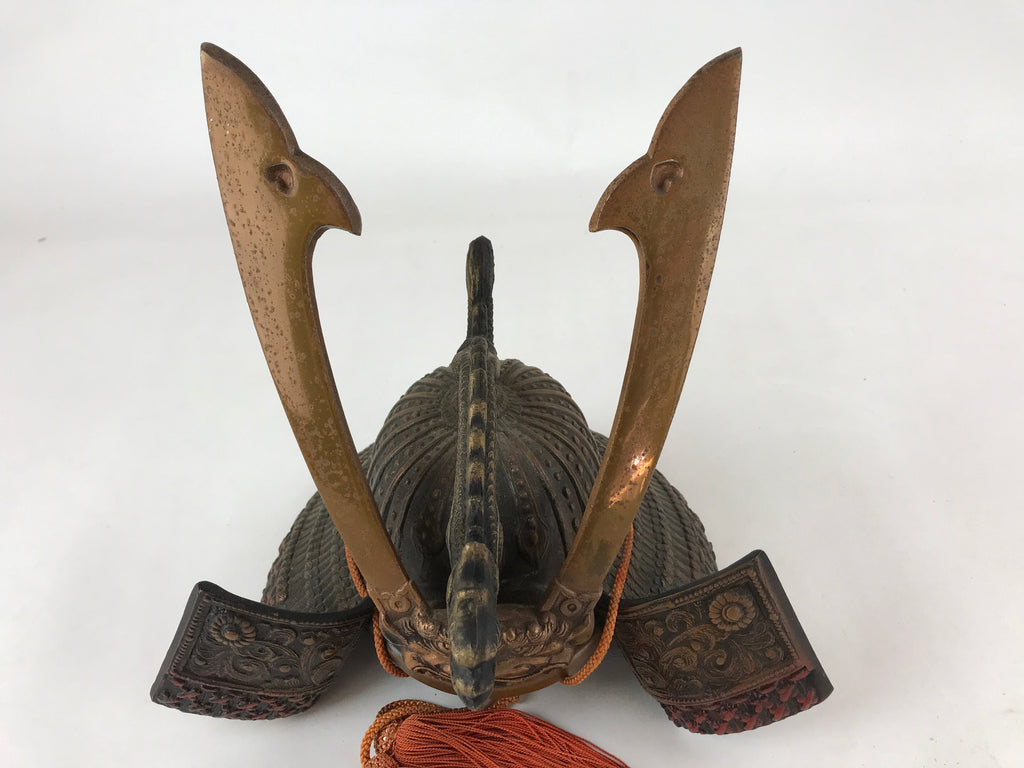 Japanese Iron Kabuto Samurai Helmet Display Vtg Yoshitsune Style Okimo ...