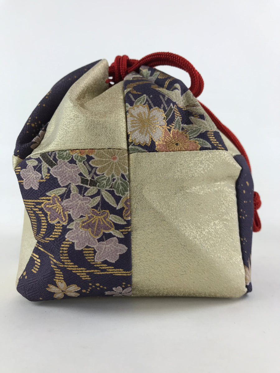Japanese Kinchaku-Bukuro Drawstring Bag Vtg Kimono Cloth Purse Pouch F ...