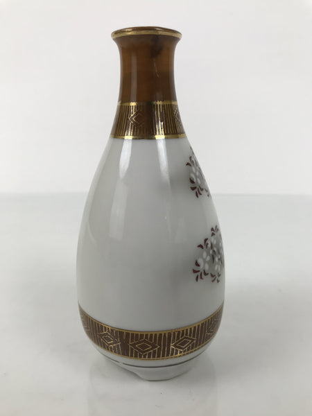 Japanese Kutani Porcelain Sake Bottle Tokkuri White Gold Court Carriag ...