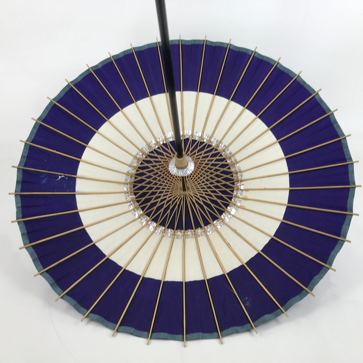 Japanese Lacquered Umbrella Parasol Vtg Wagasa Maigasa Geisha Paper Bl ...
