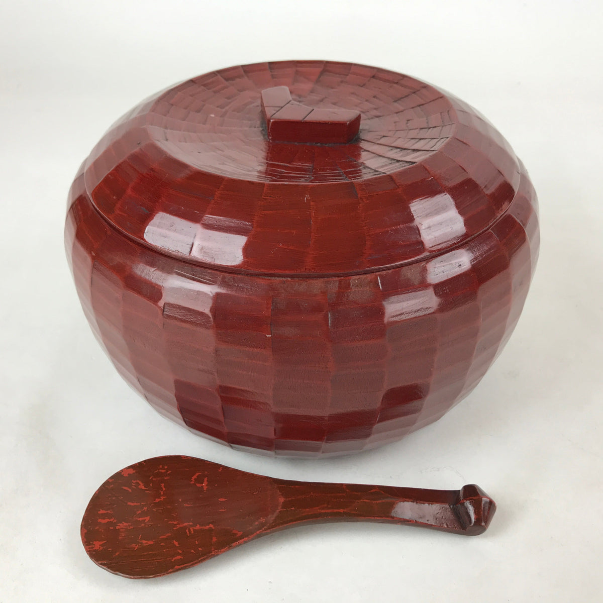 Japanese Lacquered Wood Kamakurabori Ohitsu Rice Container Vtg Paddle ...