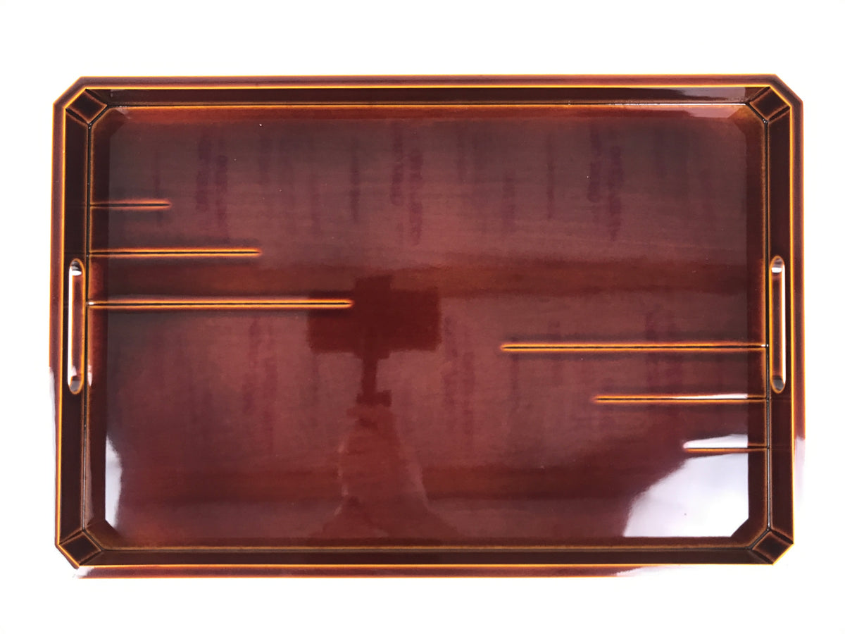 Japanese Lacquered Wood Serving Tray Vtg Hida Shunkei Rectangle Brown ...