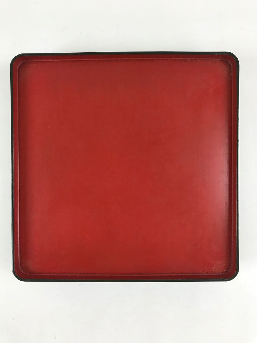 Japanese Lacquered Wooden Legged Tray Table Vtg Square Ozen Black Red ...