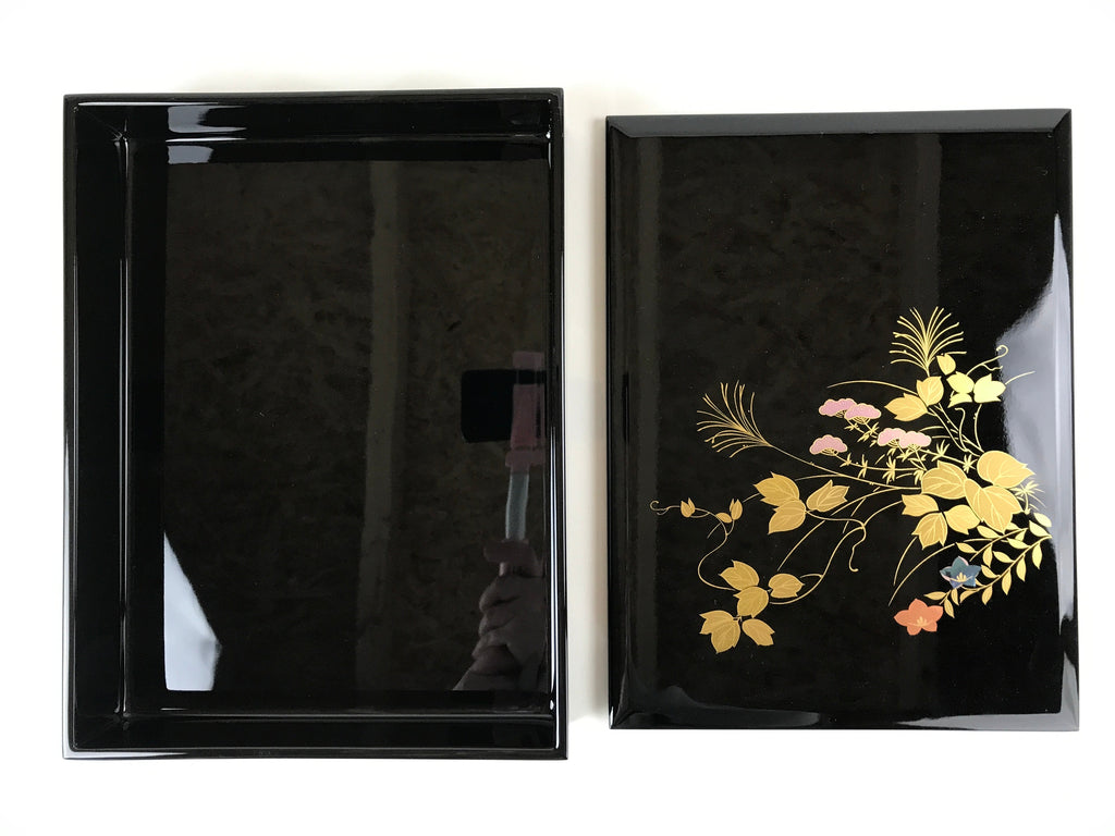 Japanese Lacquered Wooden Lidded Fumibako Letter Box Vtg Makie Raden B ...