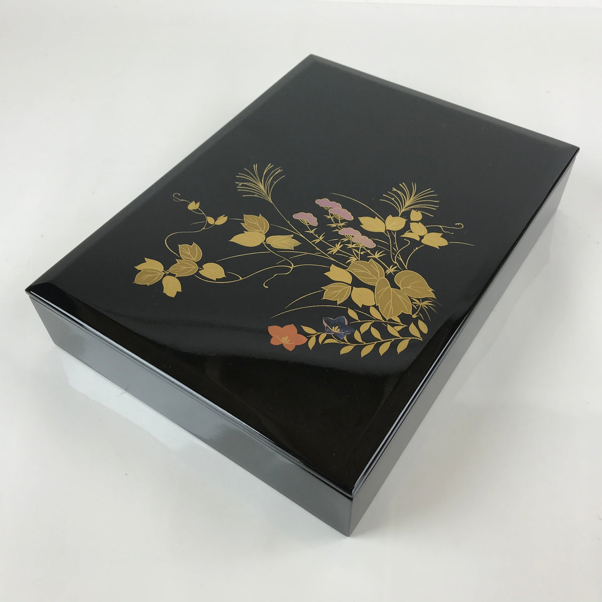 Japanese Lacquered Wooden Lidded Fumibako Letter Box Vtg Makie Raden B ...