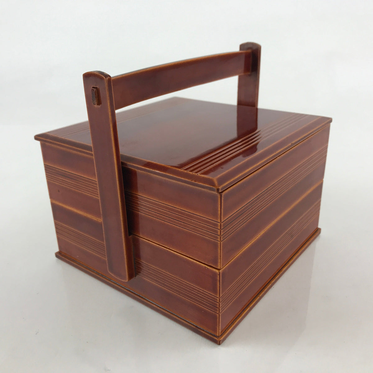 Japanese Lacquered Wooden Lunch Box Lidded Bento Vtg Jubako 2 Tiers Ka ...