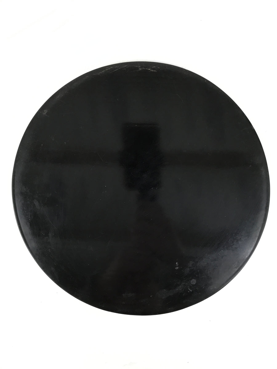 Japanese Lacquered Wooden Serving Tray Obon Vtg Round Red Vermilion Bl ...