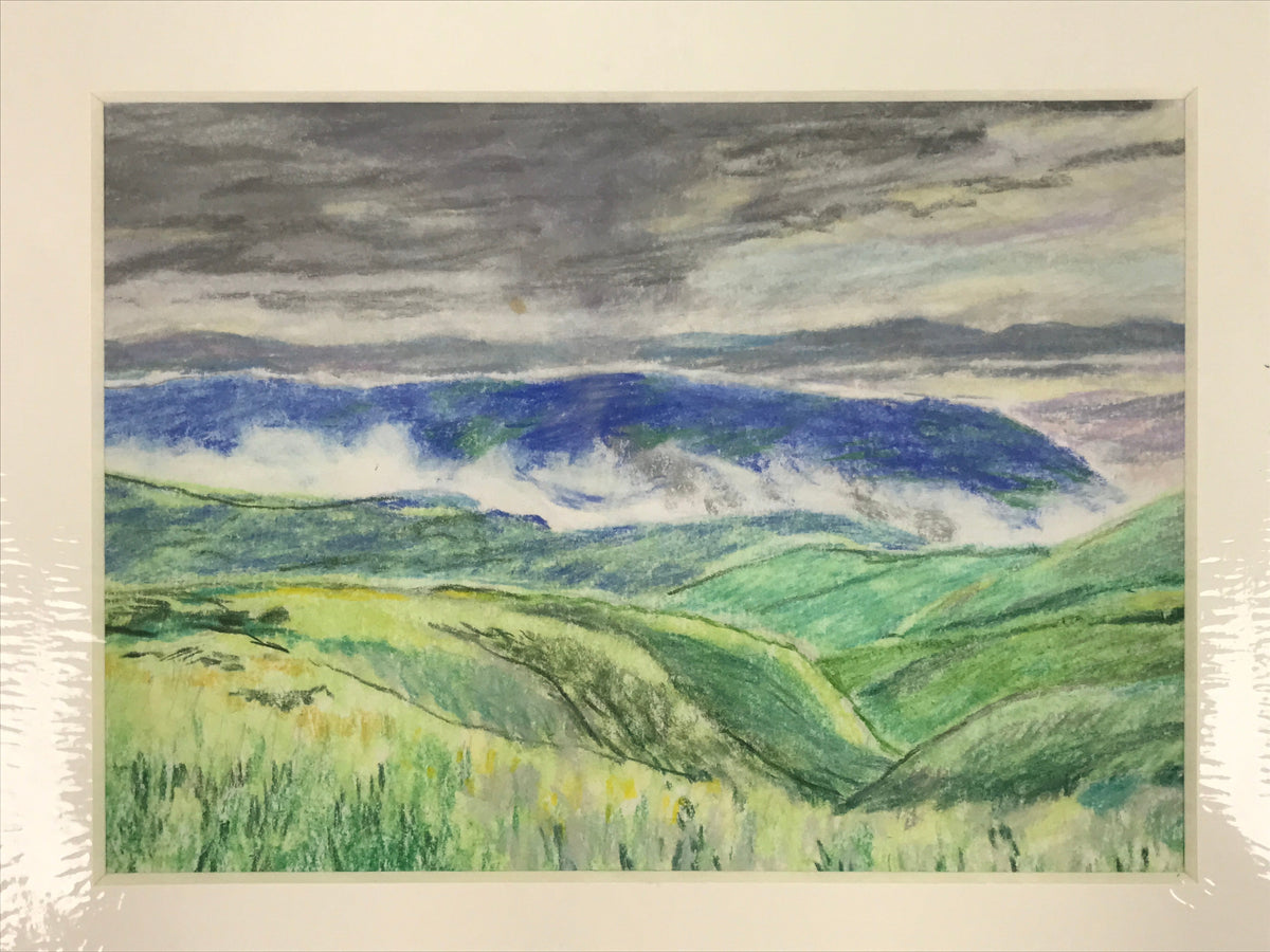 Japanese Lush Mountain Landscape Pastel Drawing Original Art Unsigned ...