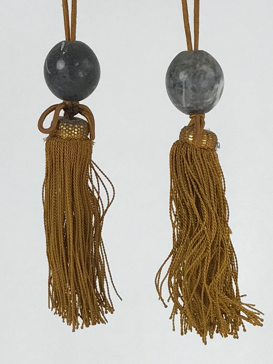 Japanese Marble Stone Hanging Scroll Weights Fuchin Kakejiku Gold Tass ...