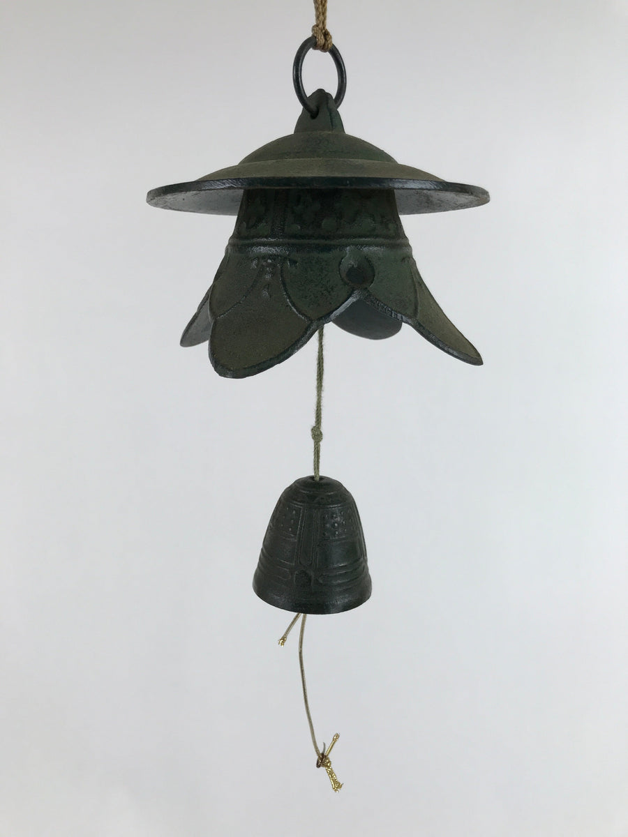 Japanese Nanbu Iron Furin Wind Chime Tetsurin Vtg Green Bell Toro Lant ...