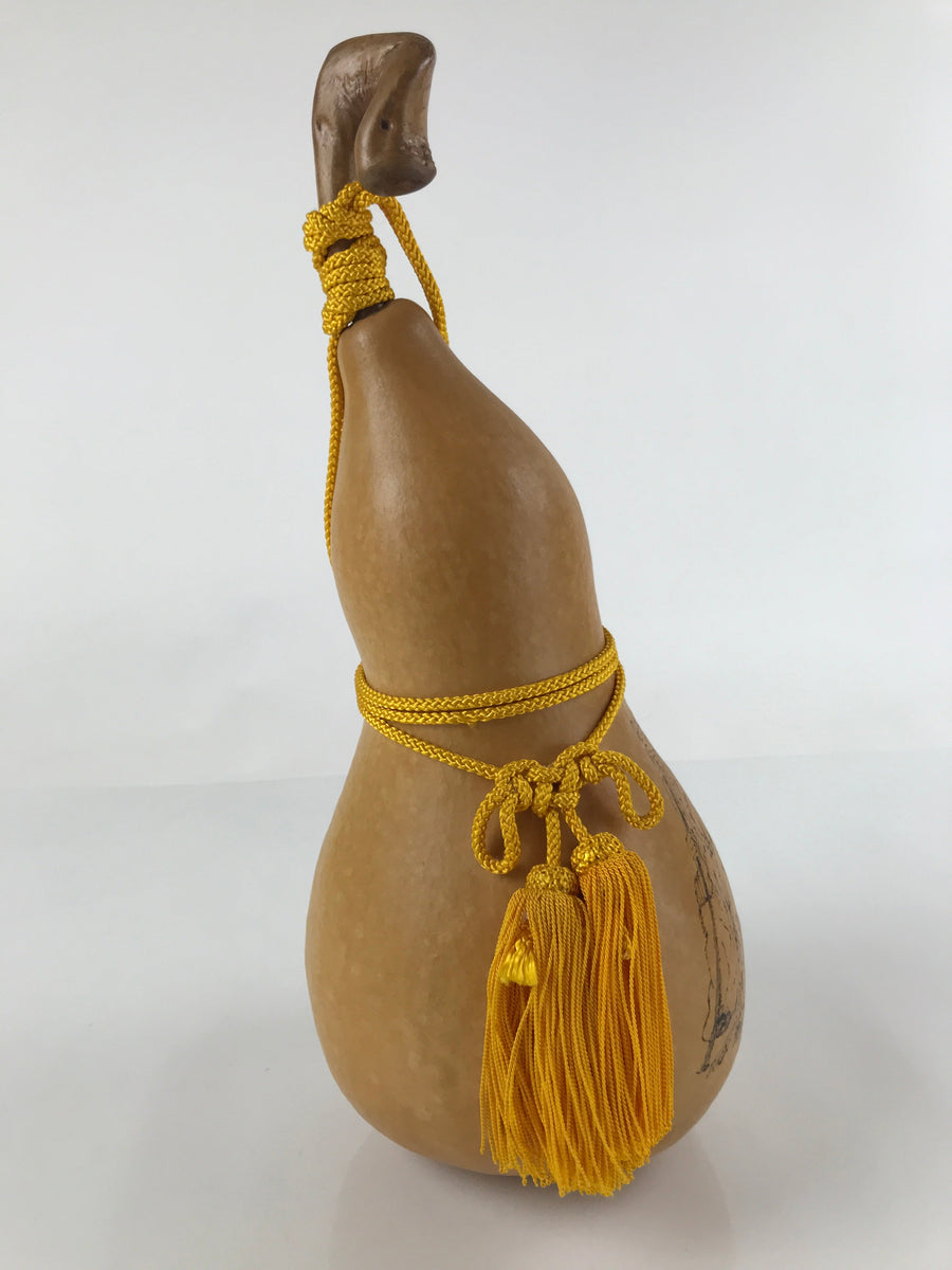 Japanese Natural Hyotan Gourd Vtg Sake Bottle Jurojin Seven Lucky Gods ...