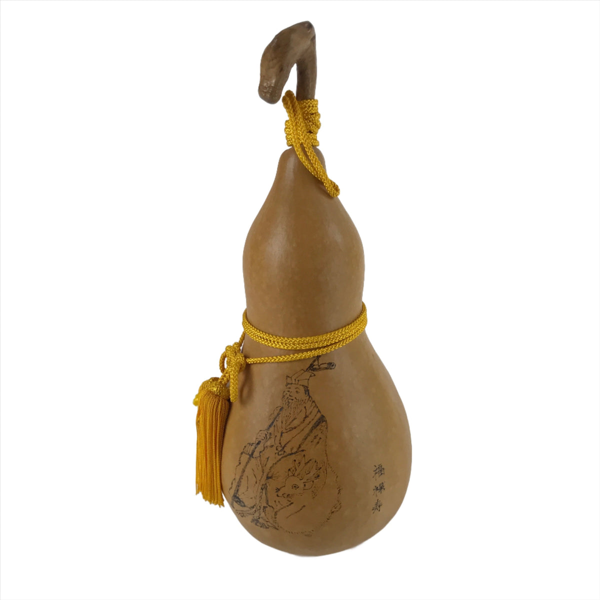 Japanese Natural Hyotan Gourd Vtg Sake Bottle Jurojin Seven Lucky Gods ...