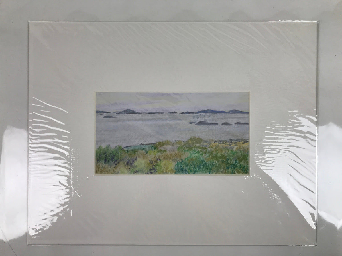 Japanese Ocean Overlook Landscape Pastel Drawing Original Art Unsigned ...