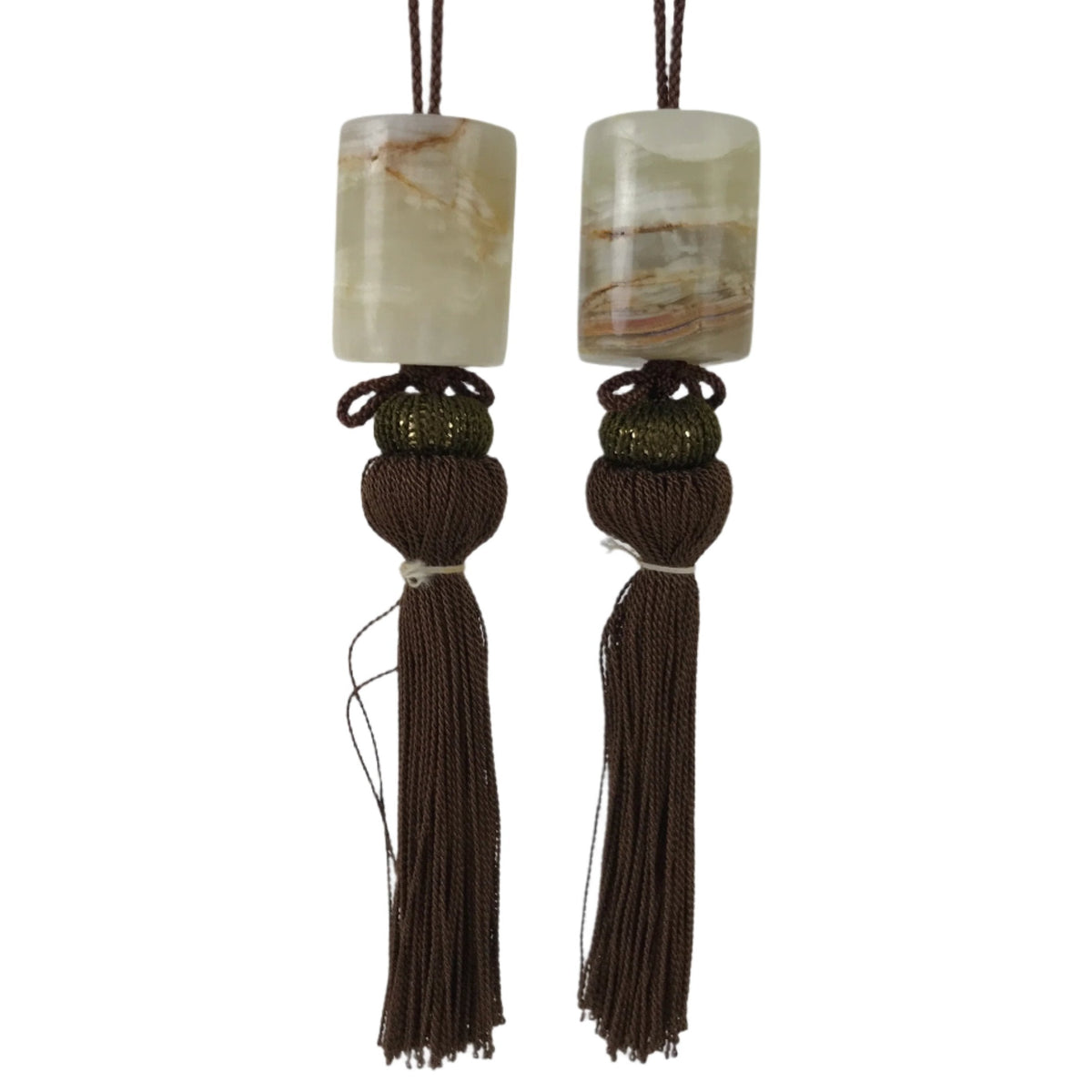 Japanese Onyx Stone Hanging Scroll Weights Fuchin Kakejiku Brown Tasse ...