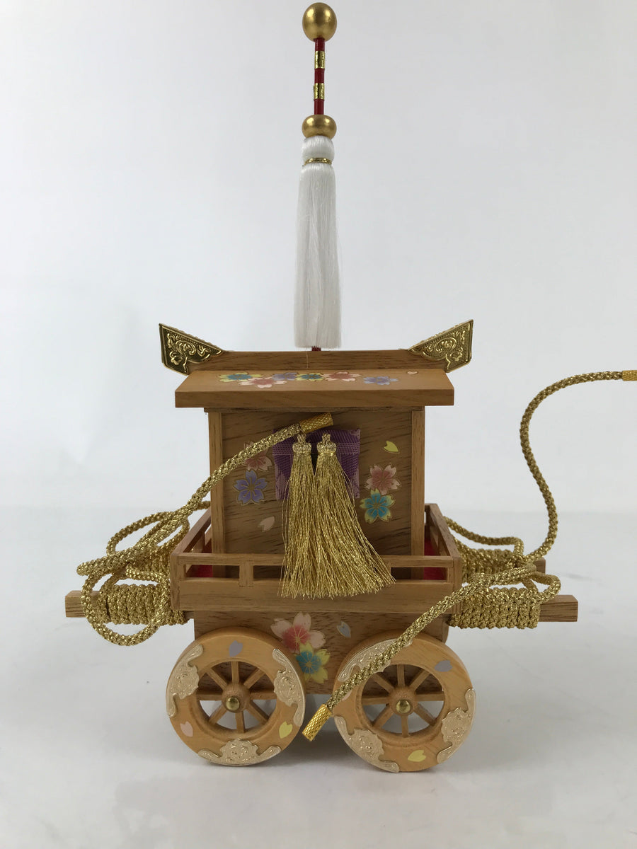 Japanese Ox Cart Go-Shoguruma Vtg Hina Doll Accessory Sakura Wood Meta ...