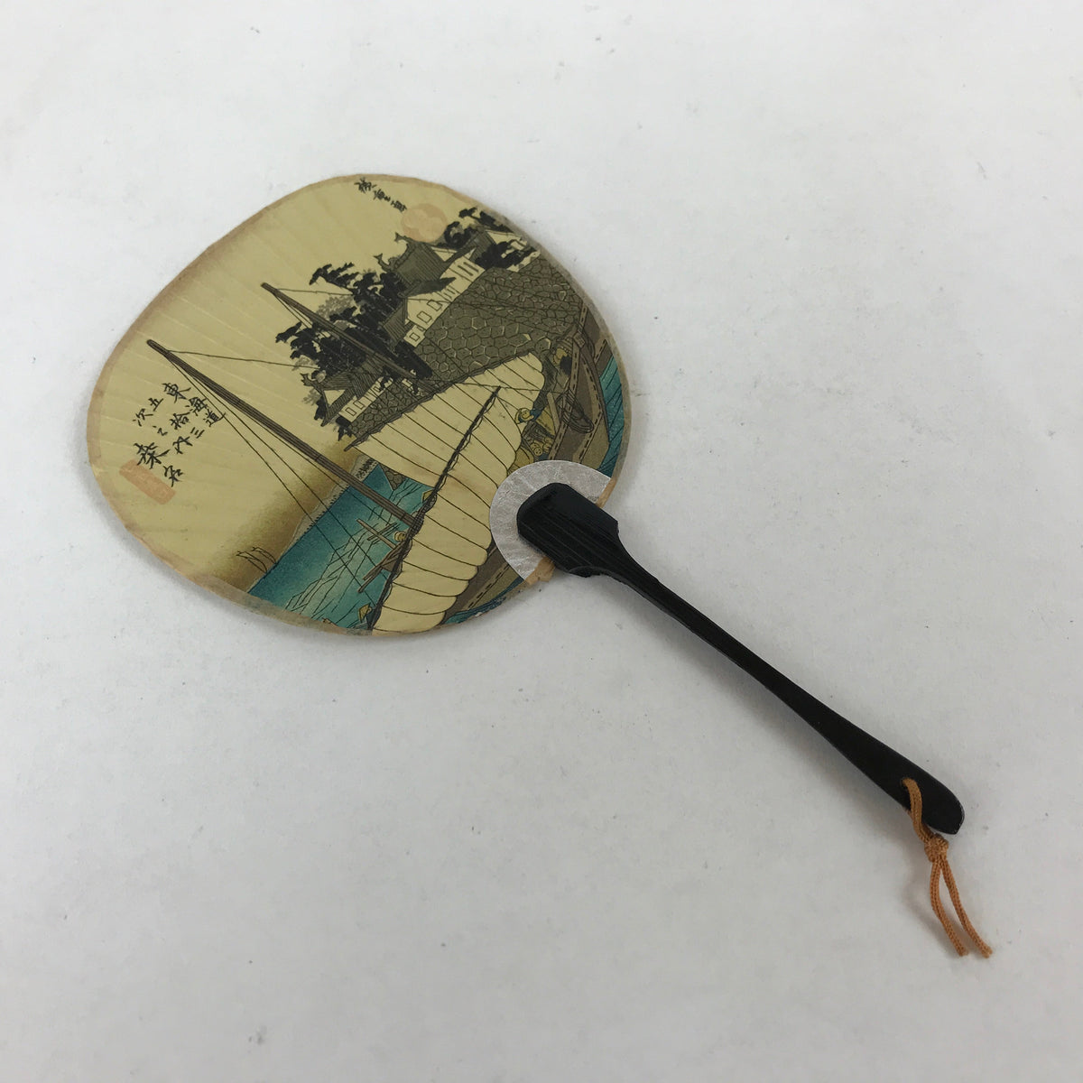 Japanese Paper Fan Uchiwa Vtg Landscape Ukiyoe Handmade Decoration JK5 ...